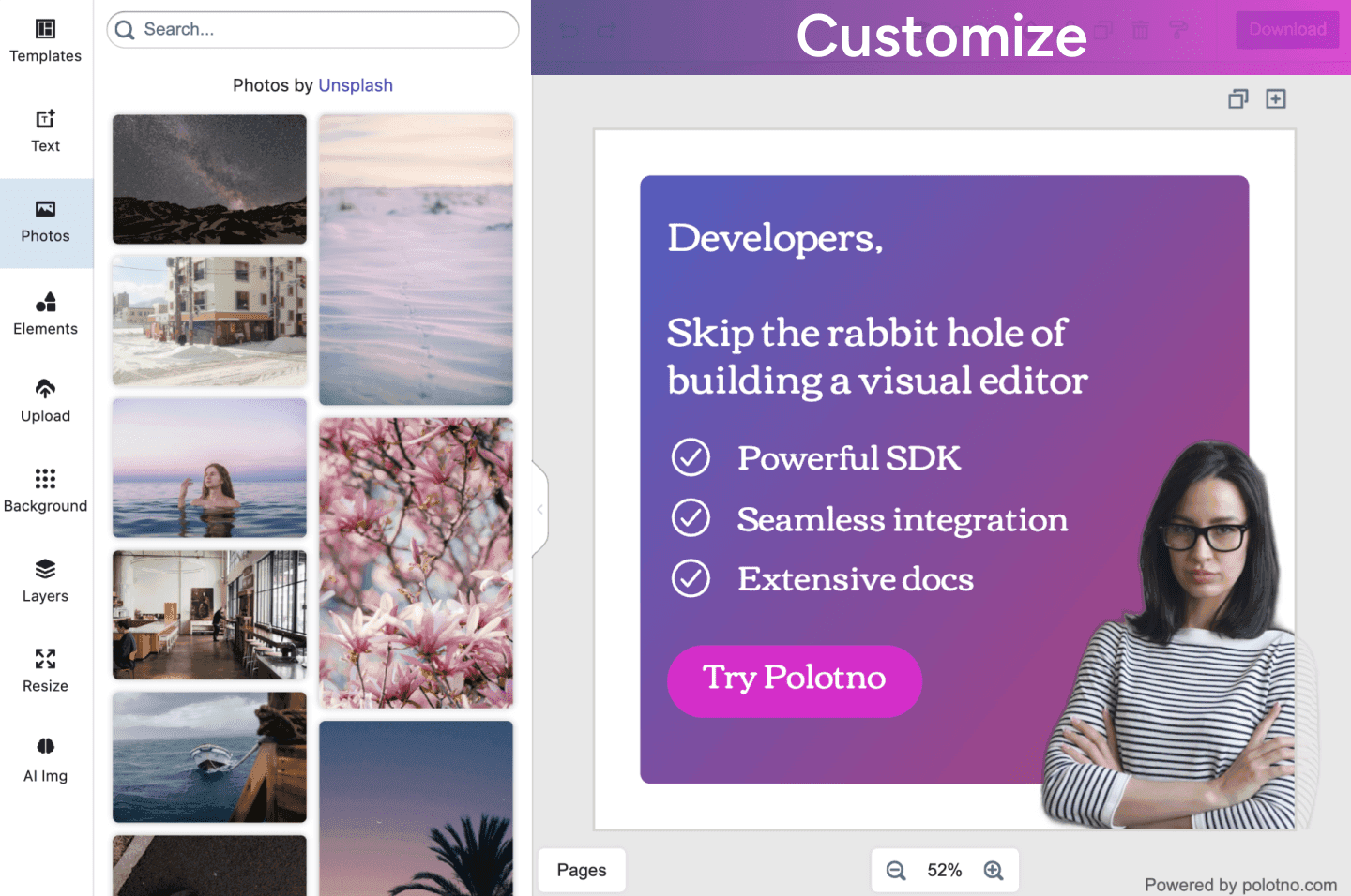 A powerful canvas editor meets programmatic content creation