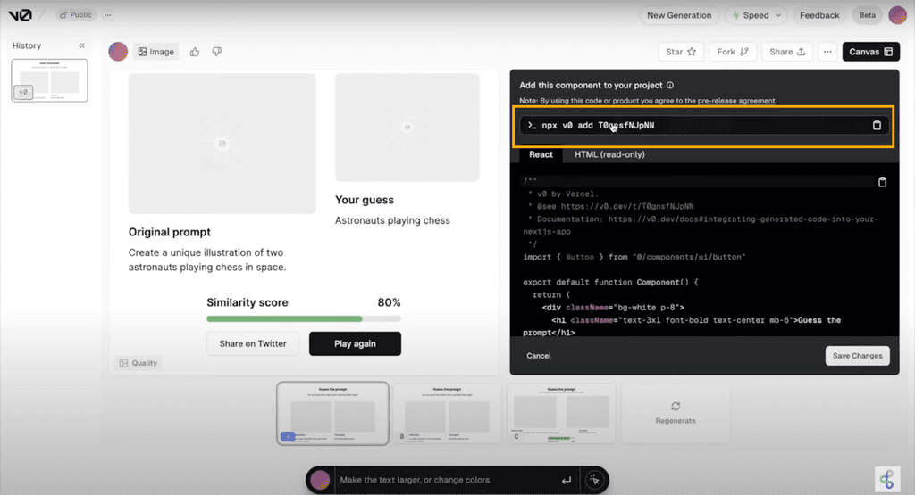 Generative Fullstack: Frontend UI with Vercel v0 and Backend with BuildShip