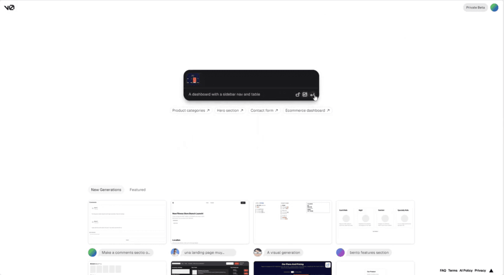 v0 Vercel Screenshot to Code - Conversational AI-UX Interaction