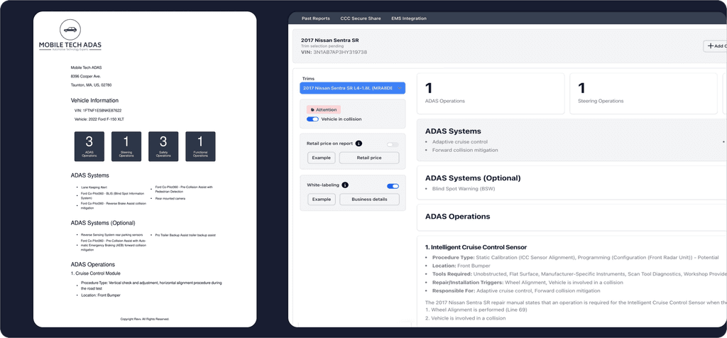 Revv ADAS | AI-Powered ADAS Calibration Identification for Repair Shops