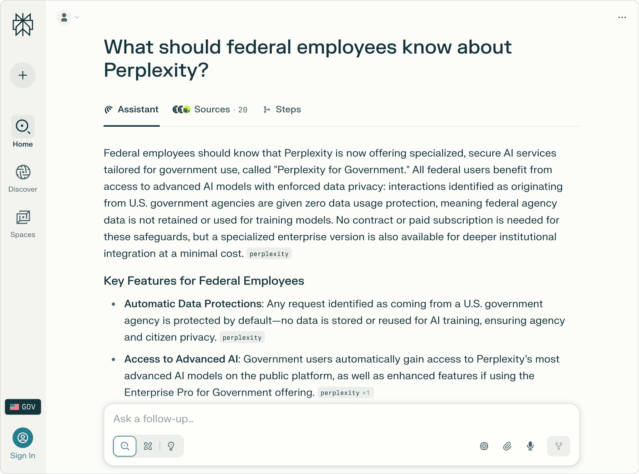 Introducing Perplexity for Government