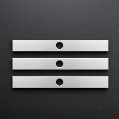 product photography of set of metal strips with a circular cutout ...