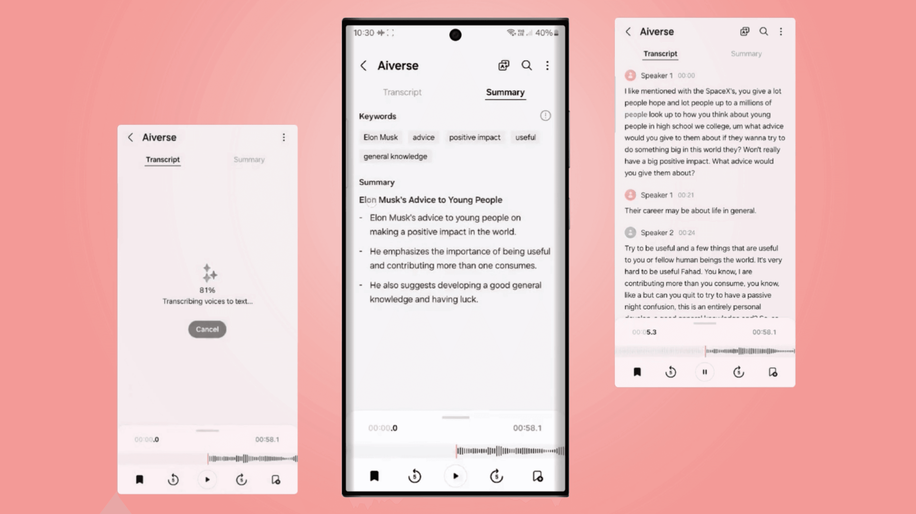 Samsung's transcribing audio - Assistive AI-UX Interaction | #1 library of AI-UX interactions | All