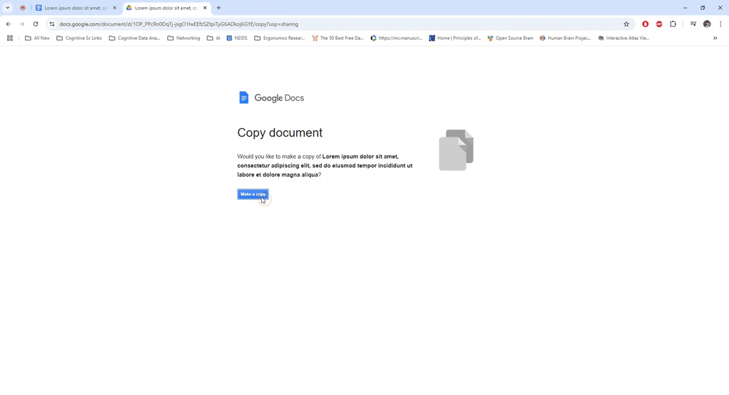How to Make a Copy of a Google Doc Using a Link - 1 minute video guide