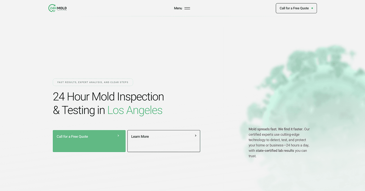 24 Hour Mold Inspection | Certified Mold Testing & Risk Assessment