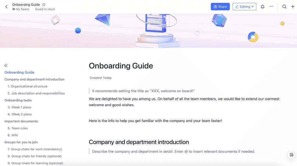 Onboarding Guide Template | Lark Templates