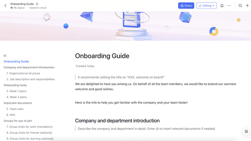 Onboarding Guide Template | Lark Templates