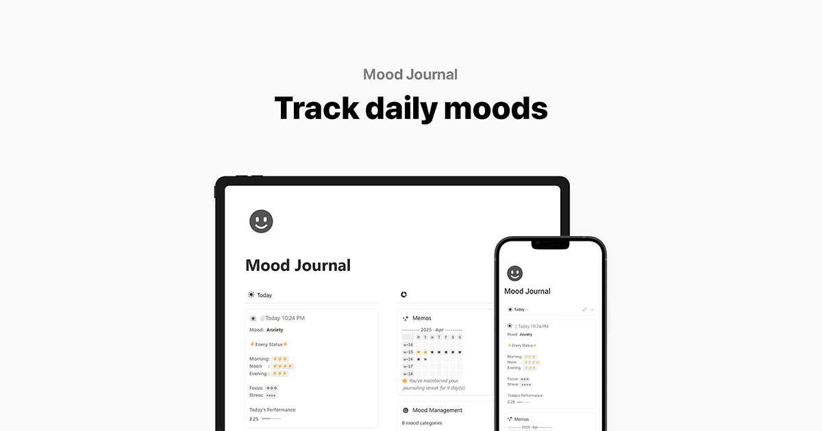 Mood Journal - Notion Templates by HeyAlbert