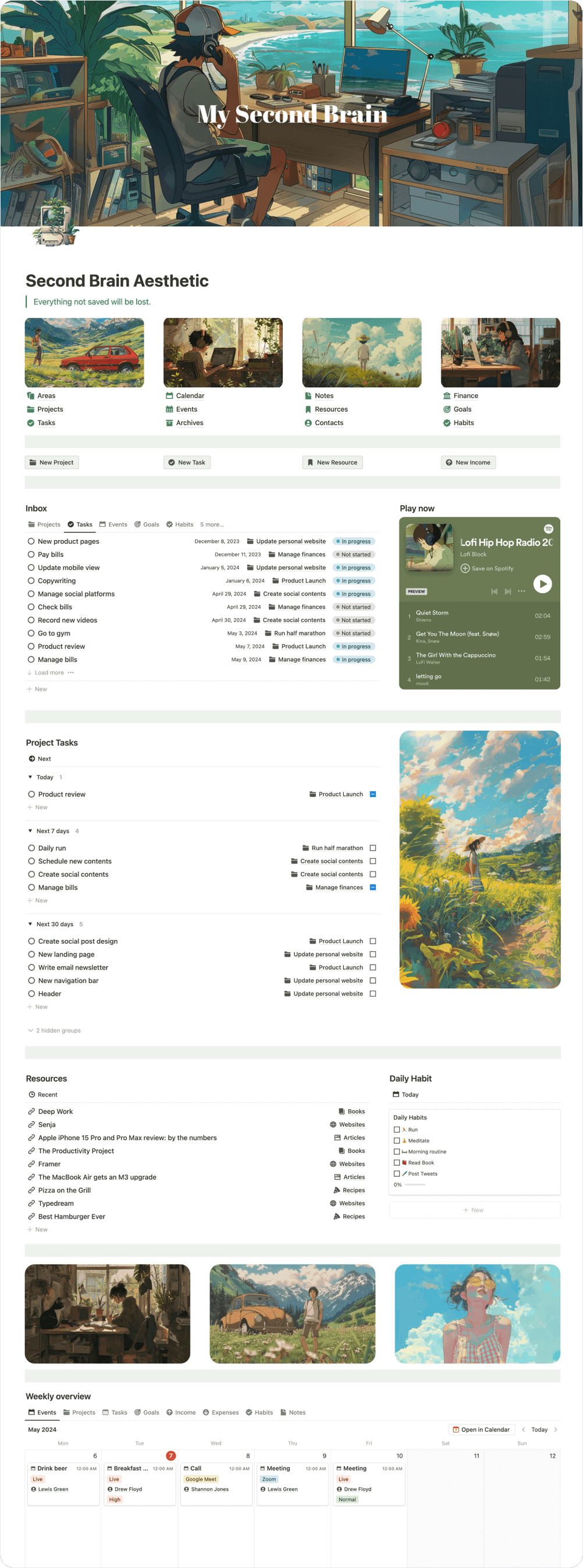 Notion Second Brain Aesthetic and Minimal Template by Solt Wagner
