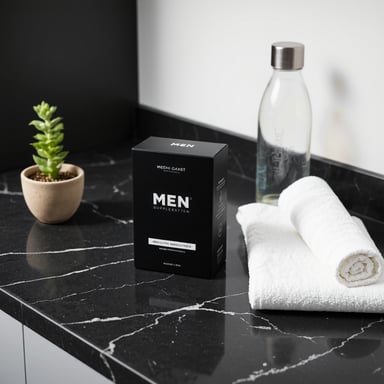 product photography of men's health supplement box