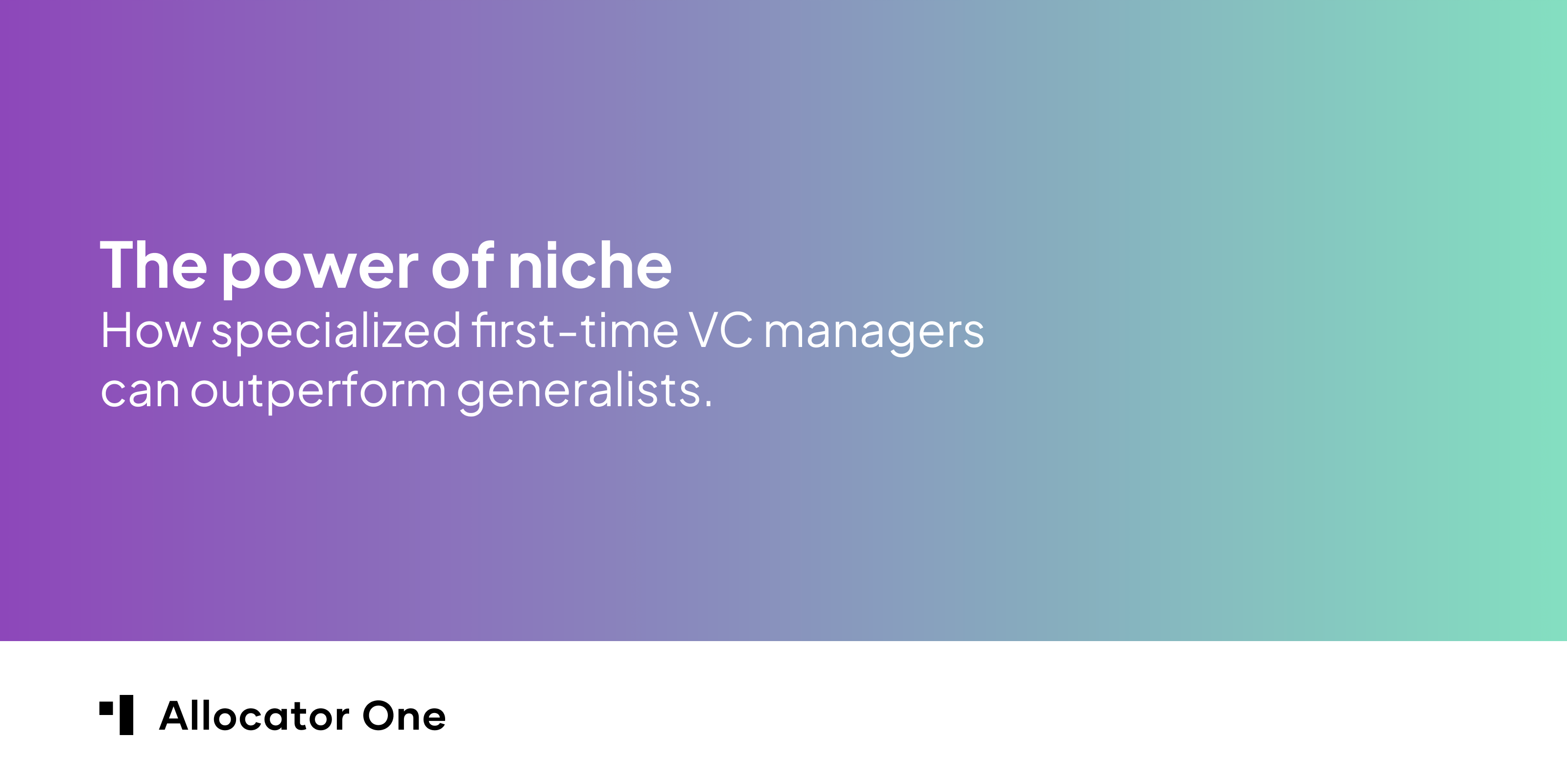The Power of Niche: How Specialized First-Time VC Managers can Outperform Generalists ...
