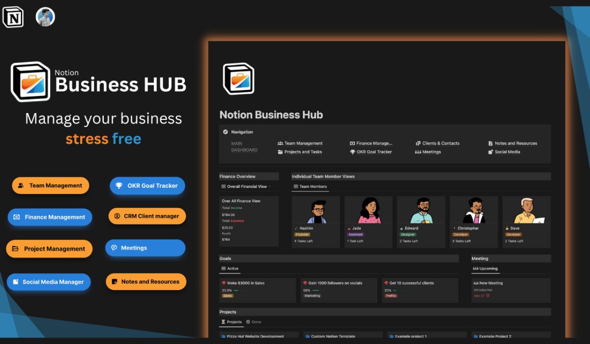 Notion Business Hub - A complete business management system built in notion