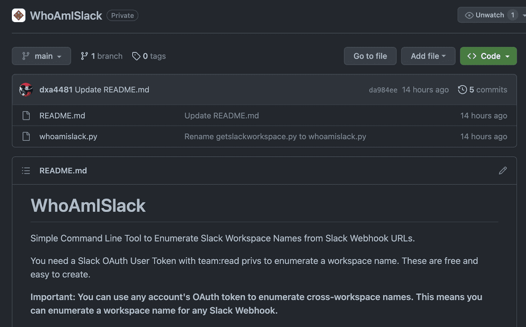 Introducing whoamislack: Identify Slack Workspace Names from Webhook URLs Truffle Security Co.