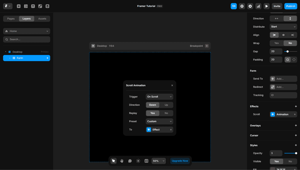 Framer Scroll Animation: Introduction and Implementation