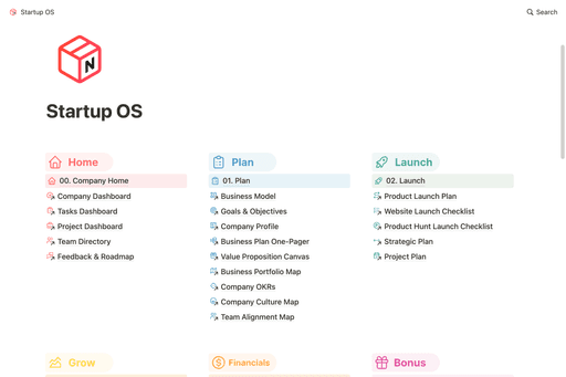 Notion Startup - The best Notion templates for startup founders