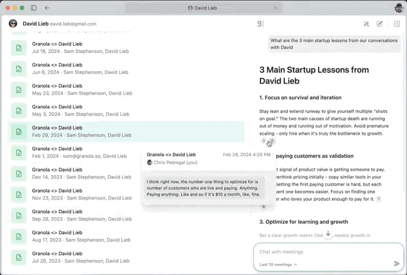 Granola's context referencing - Assistive AI-UX Interaction | #1 library of AI-UX interactions | All