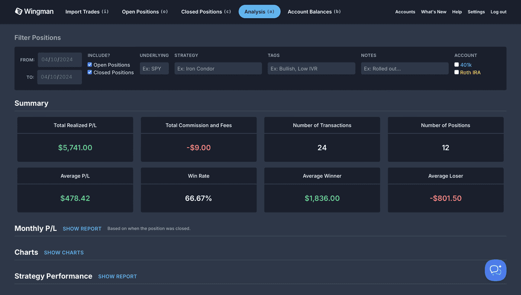 WingmanTracker: #1 Options Tracker & Options Trading Journal
