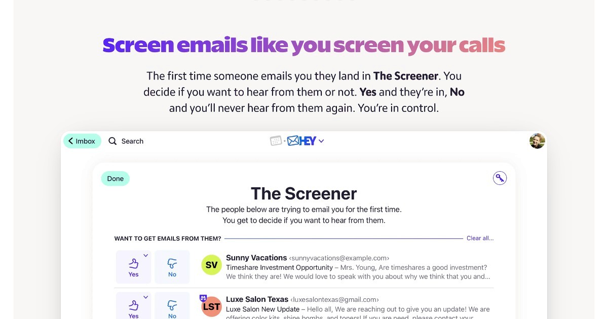 SaaS Landing Page Example: Features with Hey
