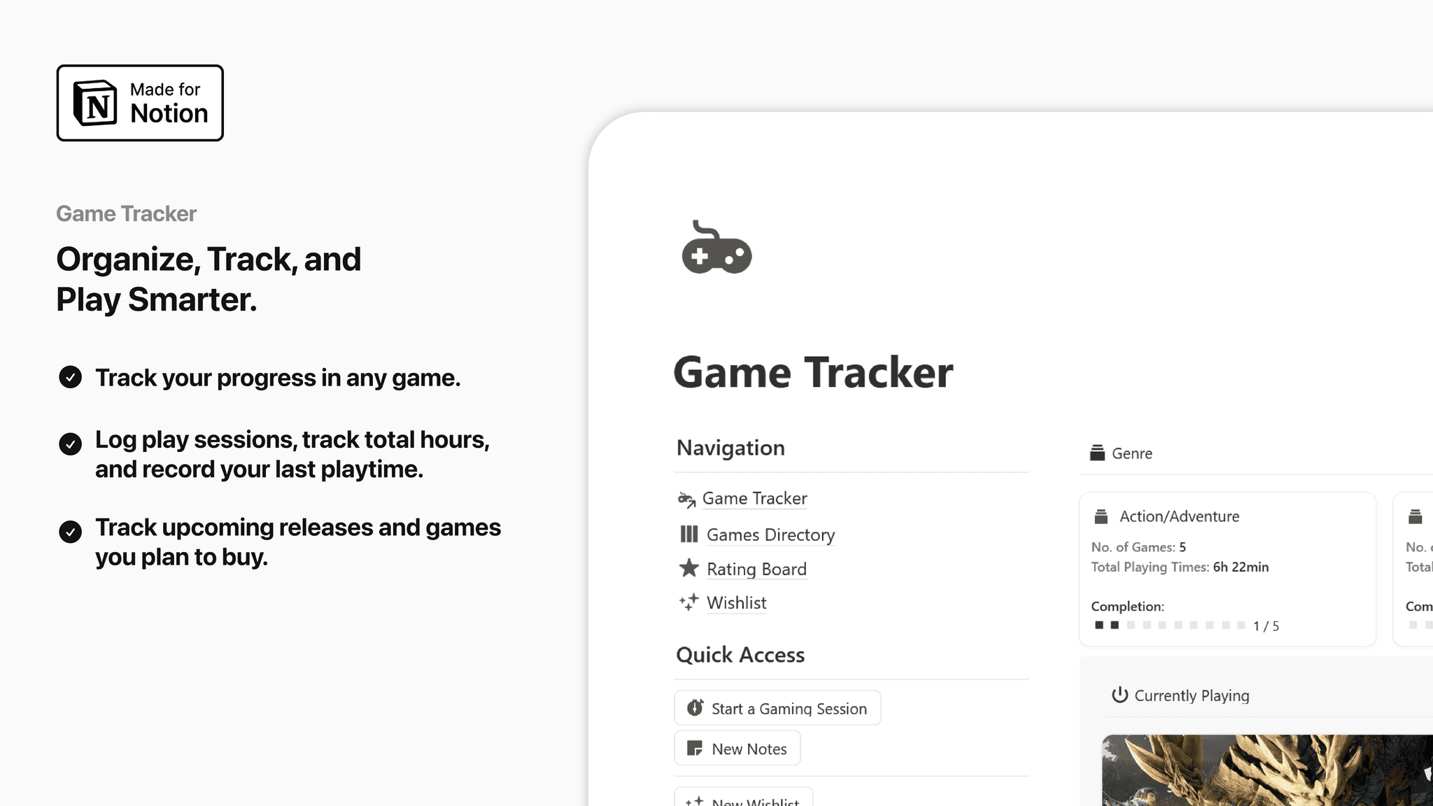 Game Tracker - Notion Templates by HeyAlbert