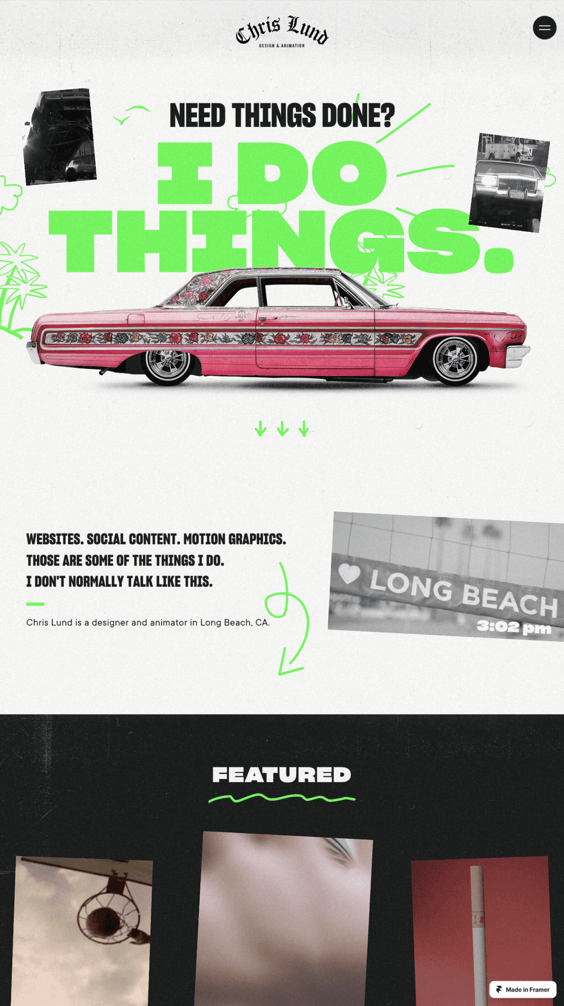 Chris Lund — Framer Website Design Gallery