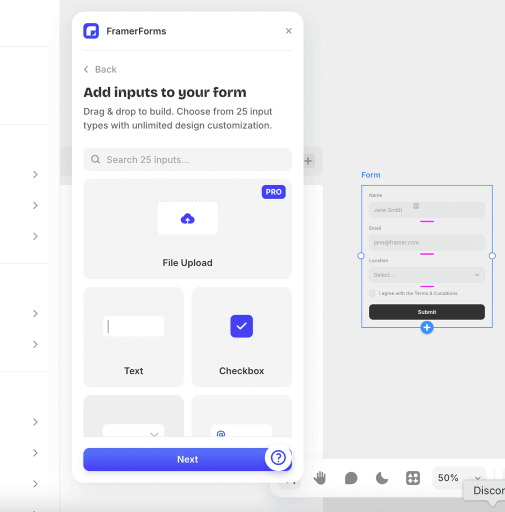 How to create a new form in Framer - FramerForms | Insert Frame