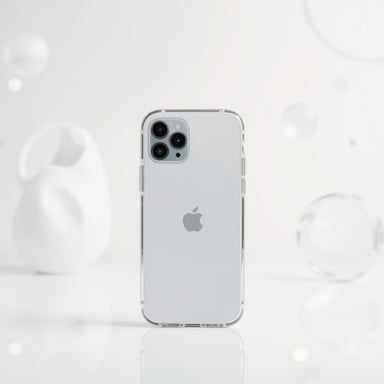 product photography of a transparent mobile phone case