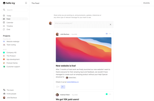 Hello Ivy - Simple Project Management Software & Team Collaboration