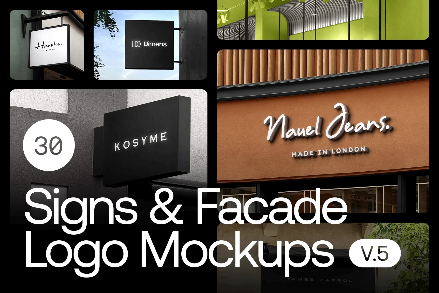 30 Signs & Facade Logo Mockups - V5 | Asylab