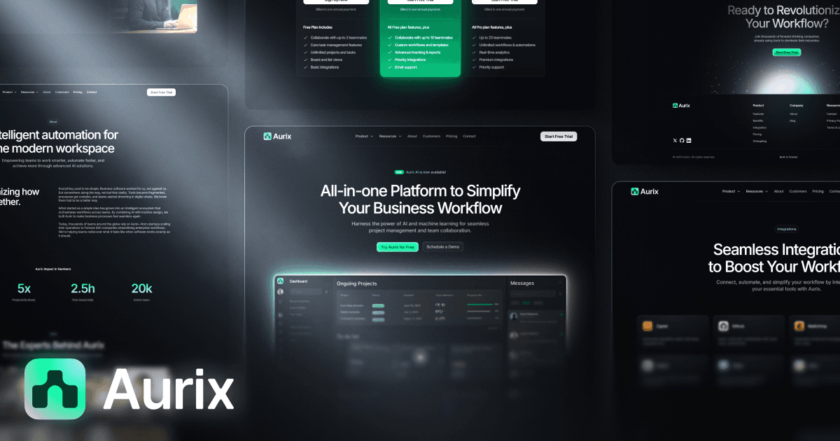 Aurix - Framer SaaS Template