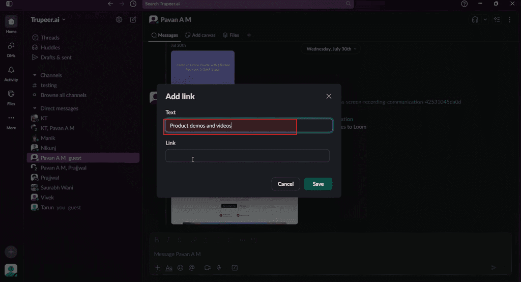 How to Hyperlink in Slack - 1 minute video guide