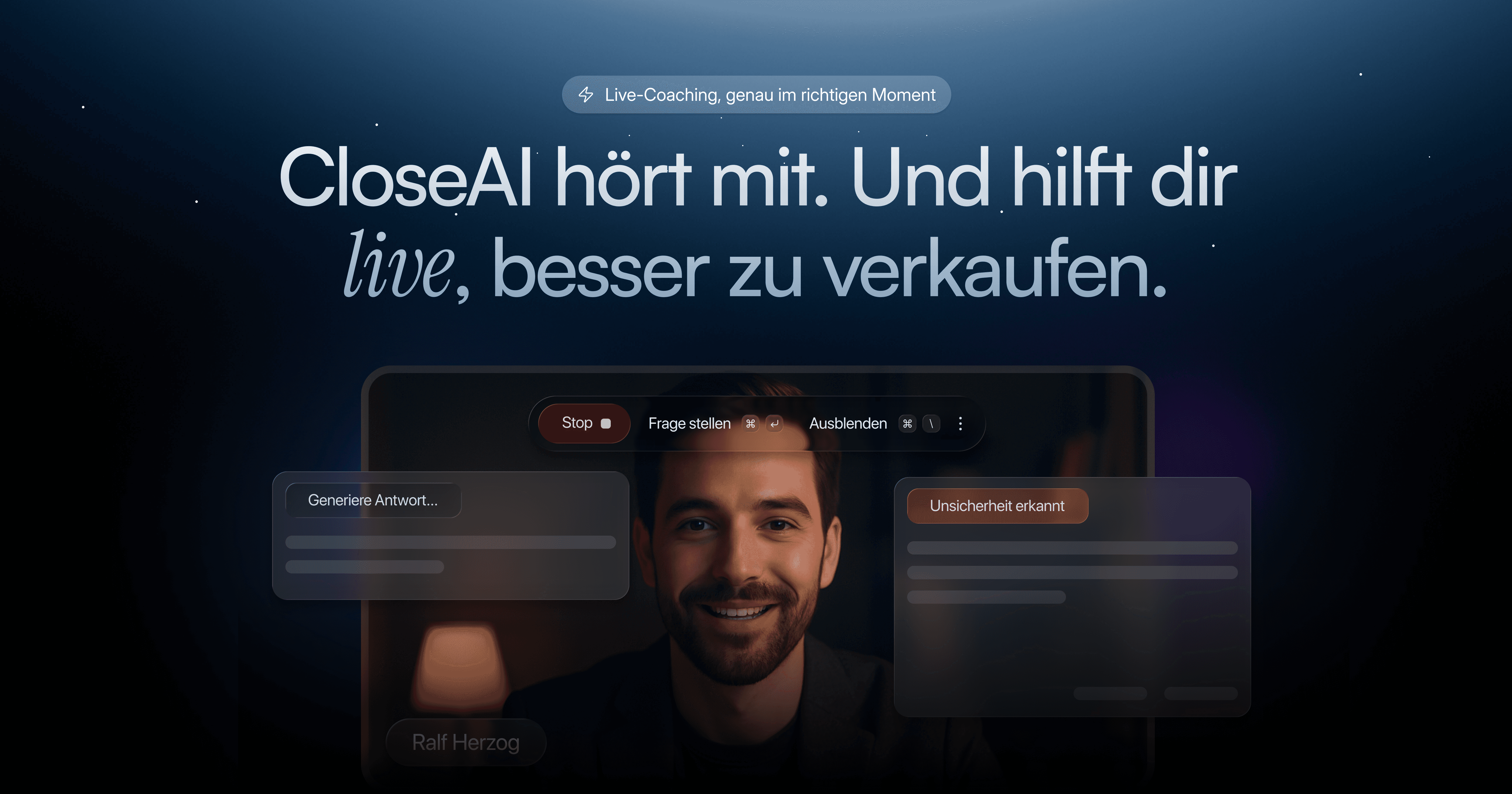 CloseAI - CloseAI hört mit. Und hilft dir live, besser zu verkaufen.