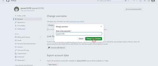 How to Change Github Username - 1 minute video guide