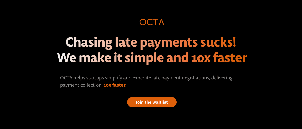 Negotiate late payments 10x faster - Octa
