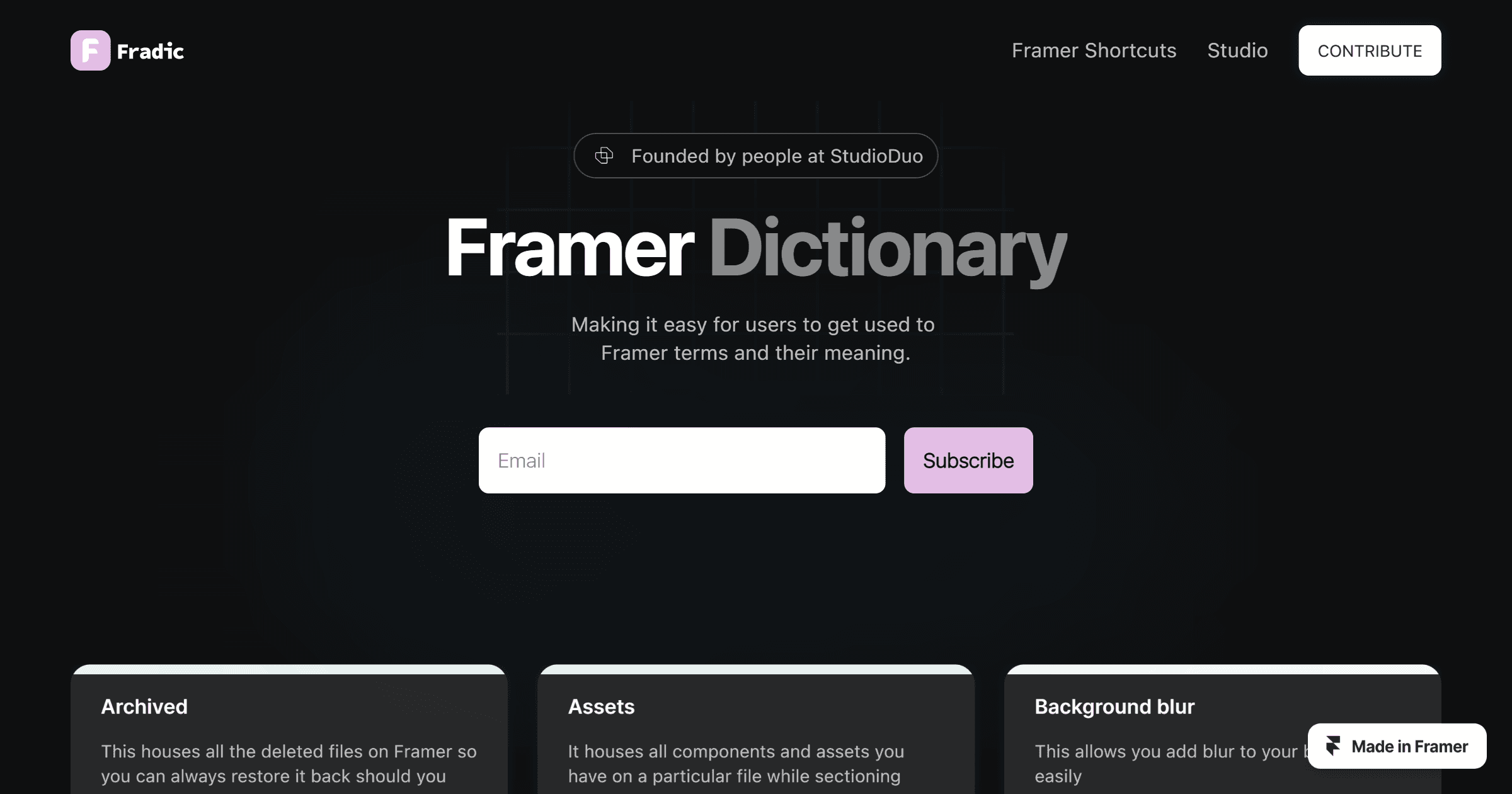 Framer Dictionary and Keyboard Shortcuts | Fradict
