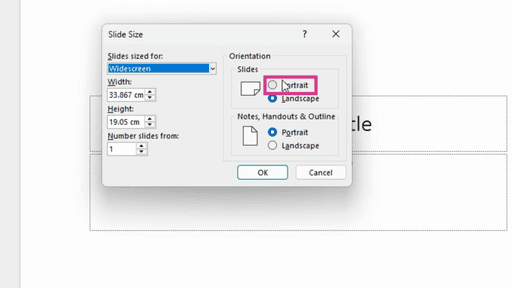 How to change orientation to portrait in PowerPoint