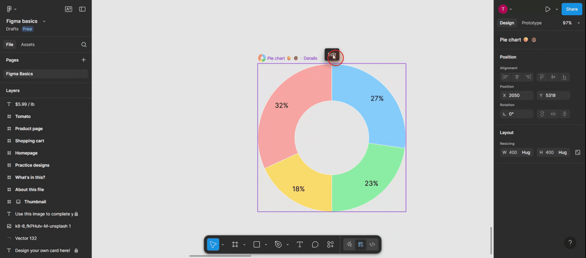 How to Make a Pie Chart in Figma - 1 minute video guide