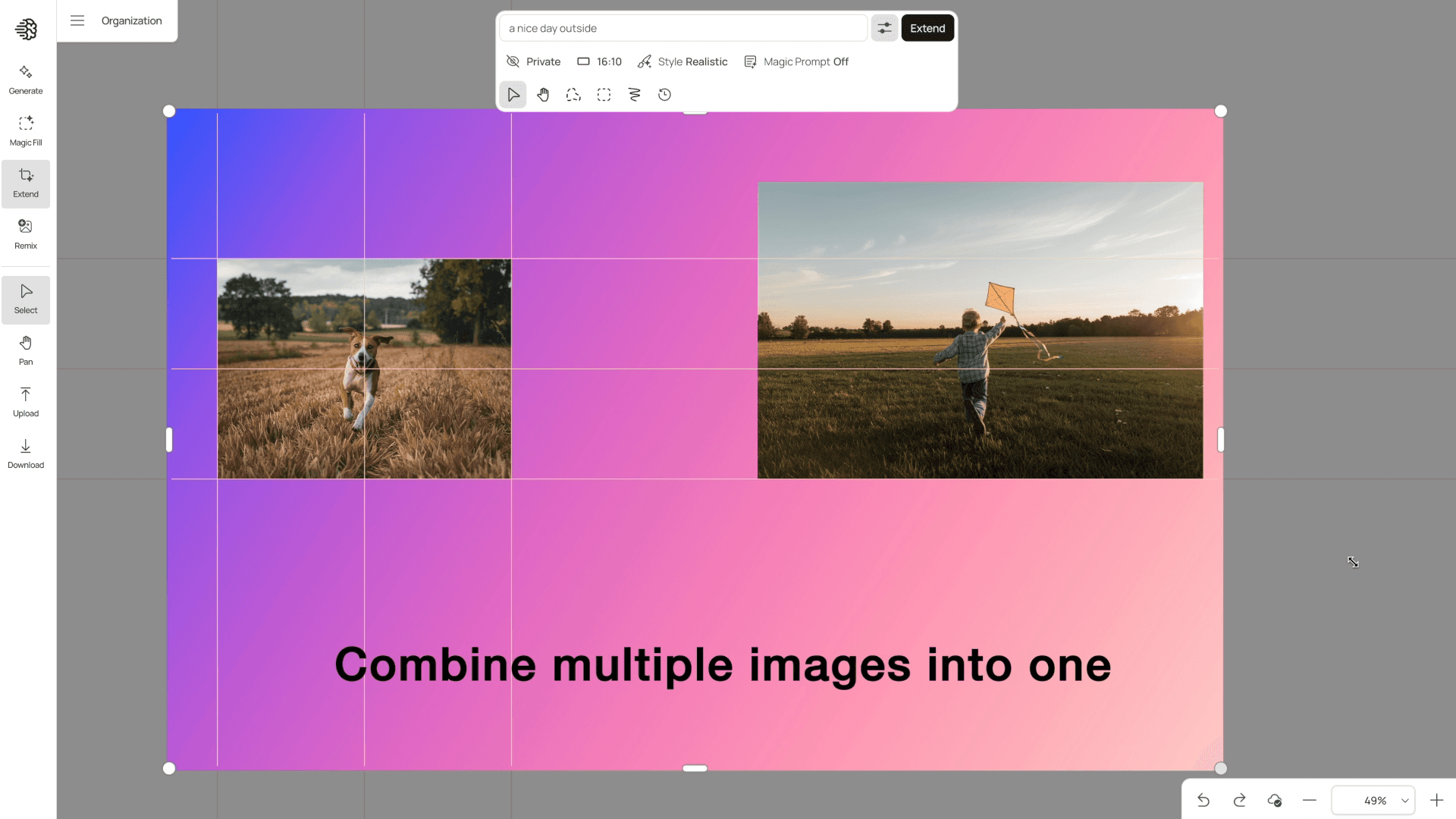 Ideogram canvas combining images with AI - Asistencial Interacción AI-UX