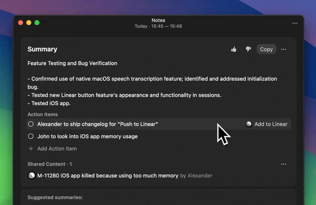Push Action Items to Linear - Multi Changelog