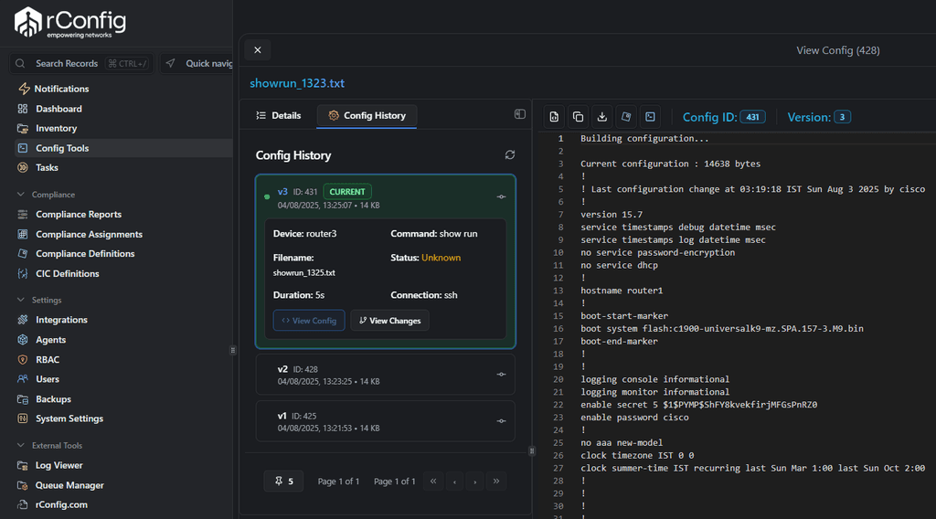 Rconfig Network Configuration Management