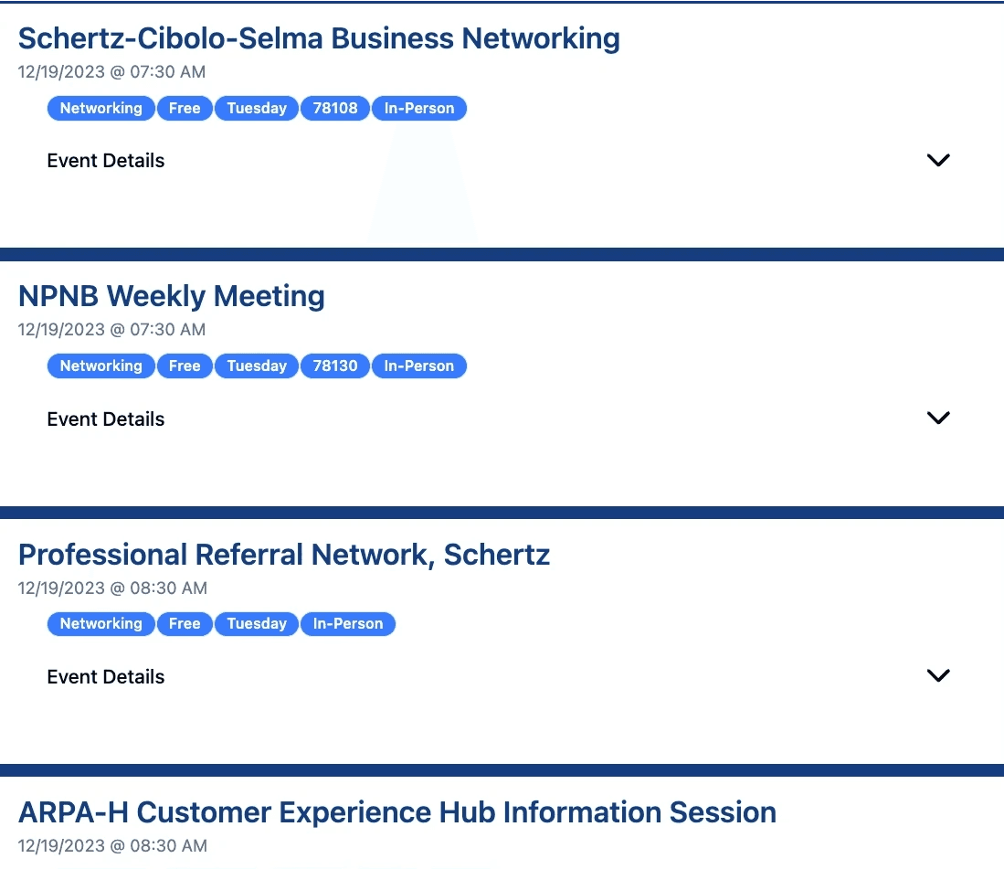 Local Networking & Business event calendars