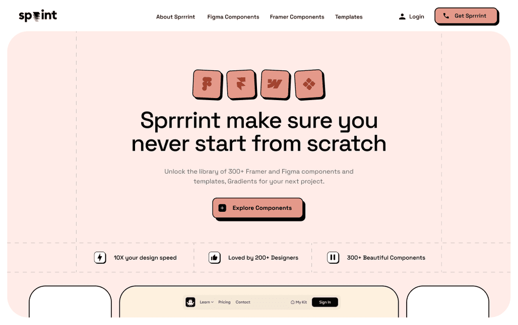 Sprrrint - Framer and Figma Templates, Component Library