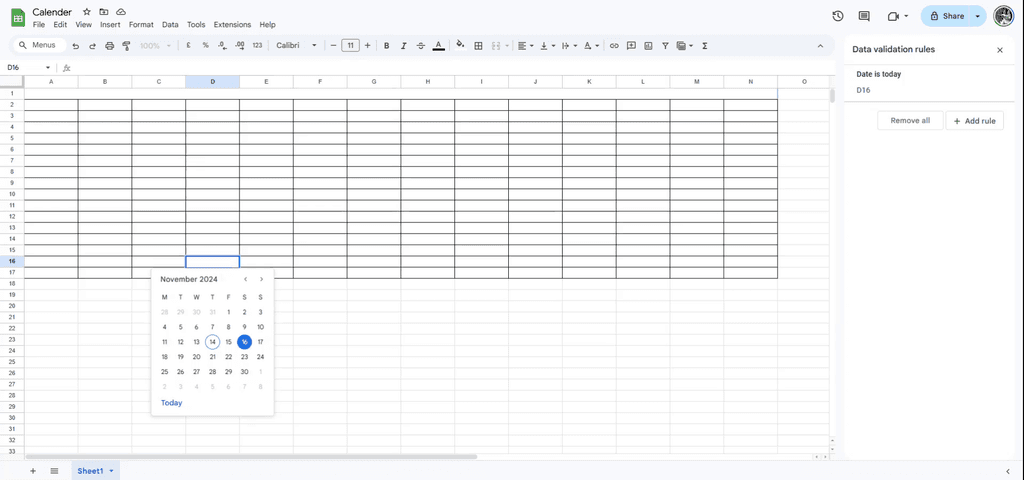 How to Add a Calendar in Google Sheets - 1 minute video guide