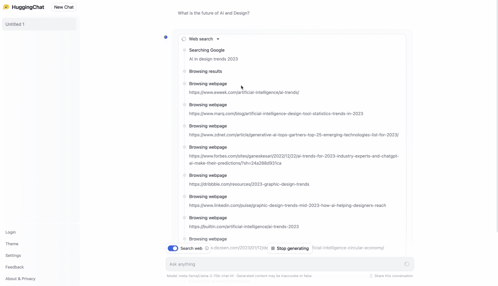 Hugging Face Chatbot (LLama) - Conversational AI-UX Interaction