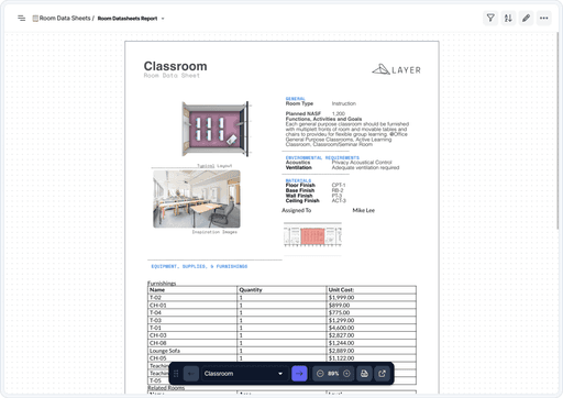 Architectural Room Data Sheets Explained | Layer App