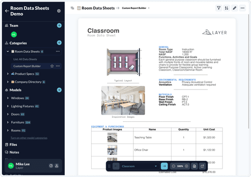 Architectural Room Data Sheets Explained