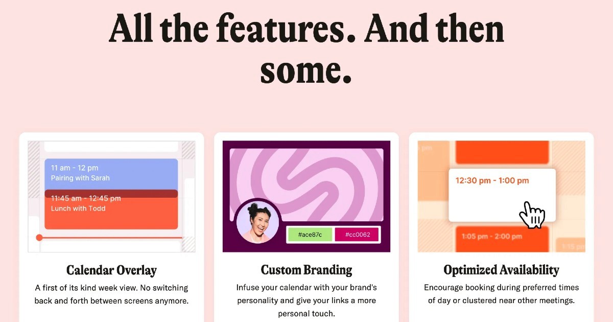 SaaS Landing Page Example: Features with SavvyCal
