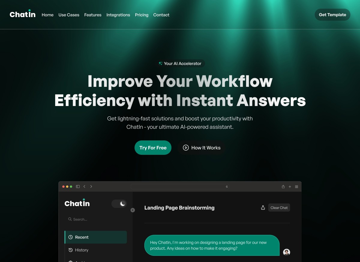 ChatIn - AI Tools Landing Page