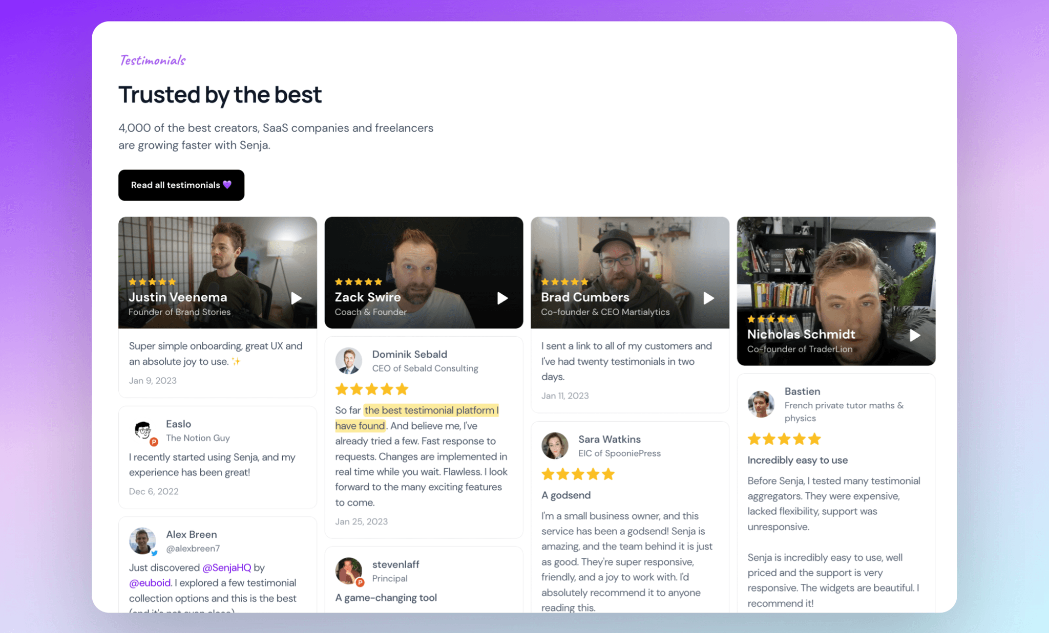 Testimonial collection software - The 5 best [22 analyzed] - Senja