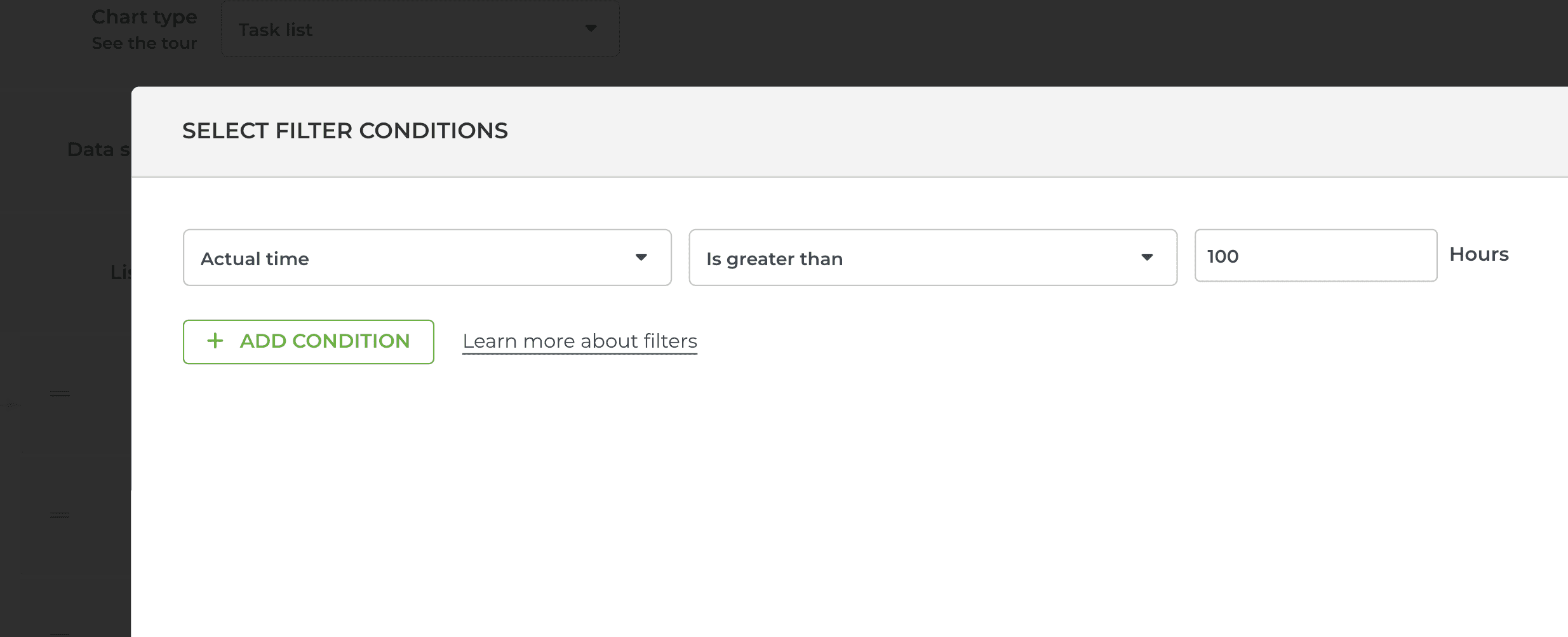 Set a filter for a chart - Screenful Guide