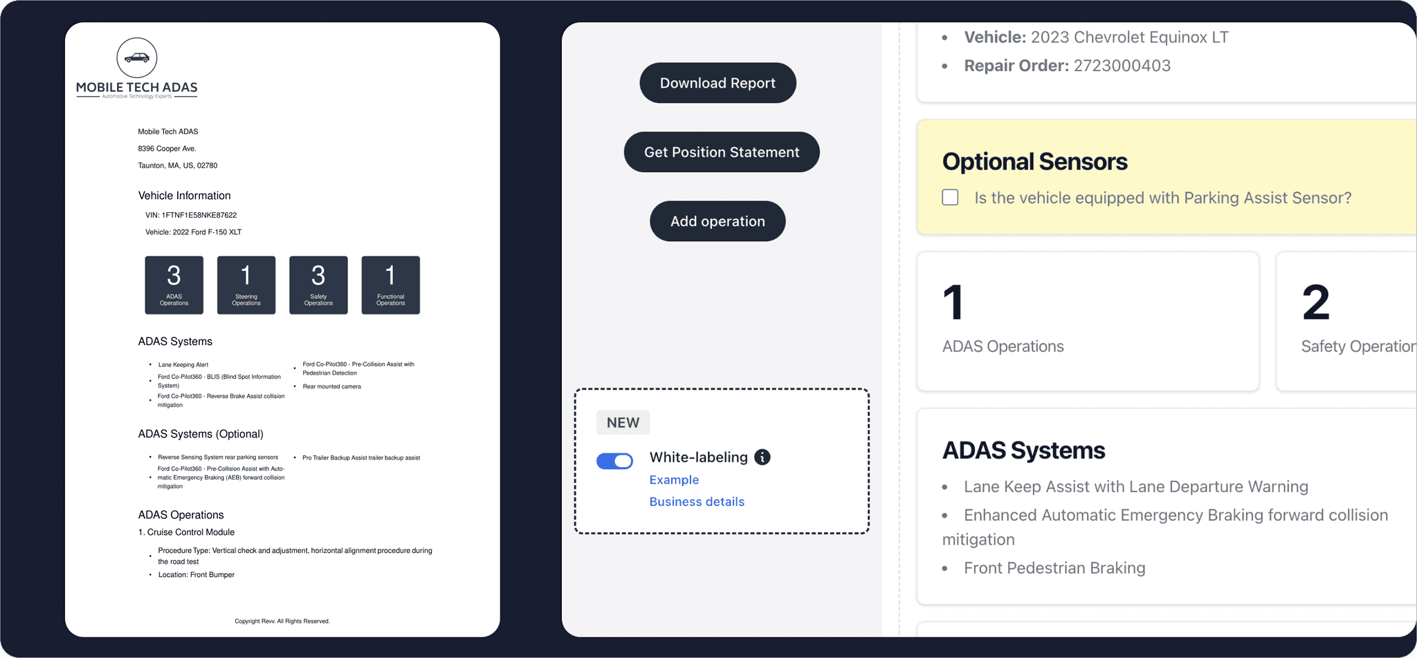 Revv ADAS | AI-Powered ADAS Calibration Identification for Repair Shops